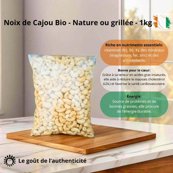 Noix De Cajou ☘️ Nature ☘️ Anacarde ☘️ 1Kg – BLACK SUN Food